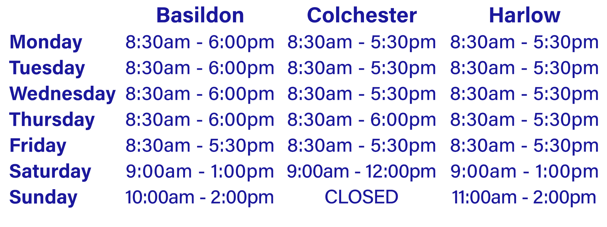 STORE OPENING HOURS – Hairways (Hair and Beauty) Ltd